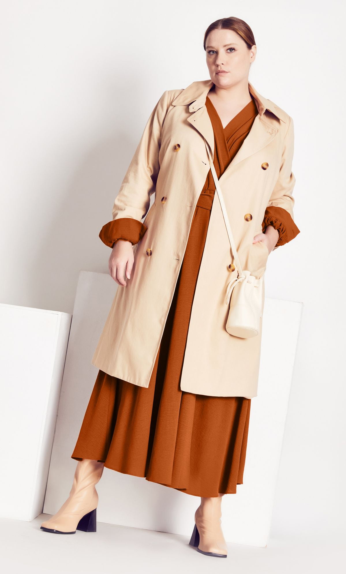 Refinity Women's Plus Size Ellie Long Sleeved Relaxed Fit Maxi Dress ...