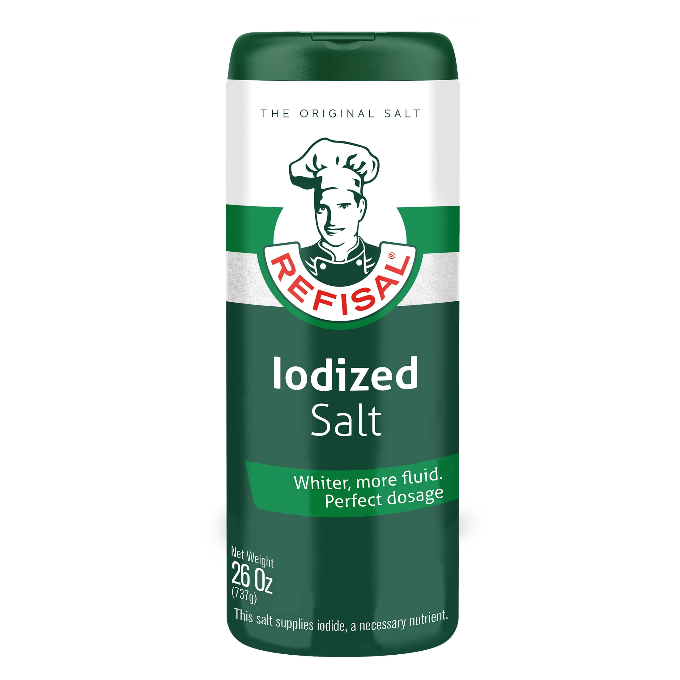 Refisal Iodized Salt Fine grain, Bottle 26oz - Walmart.com