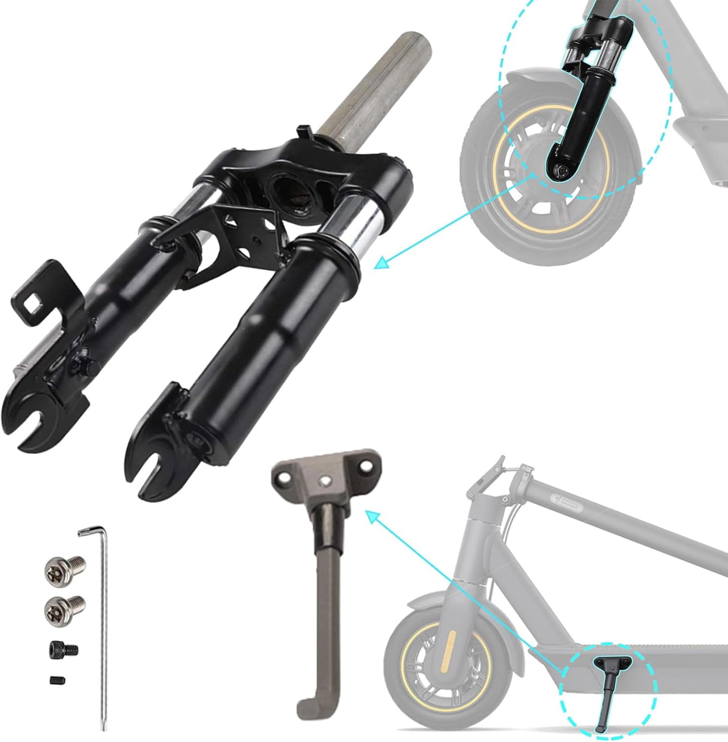 Refit Electric Scooter Front Suspension Kit Spring Fork with Foot Stand ...