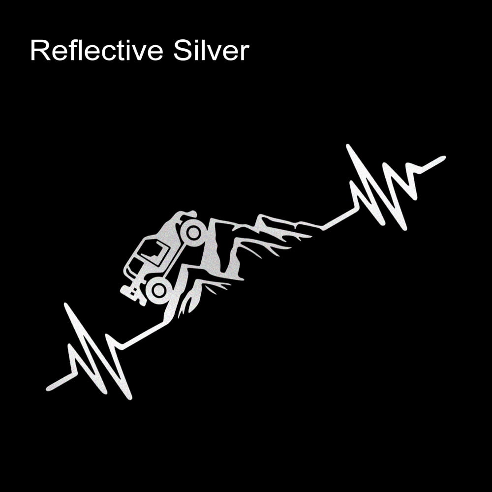 Reflecitve Heartbeat Off Road Mountain Climb Graphics Car Sticker Vinyl ...