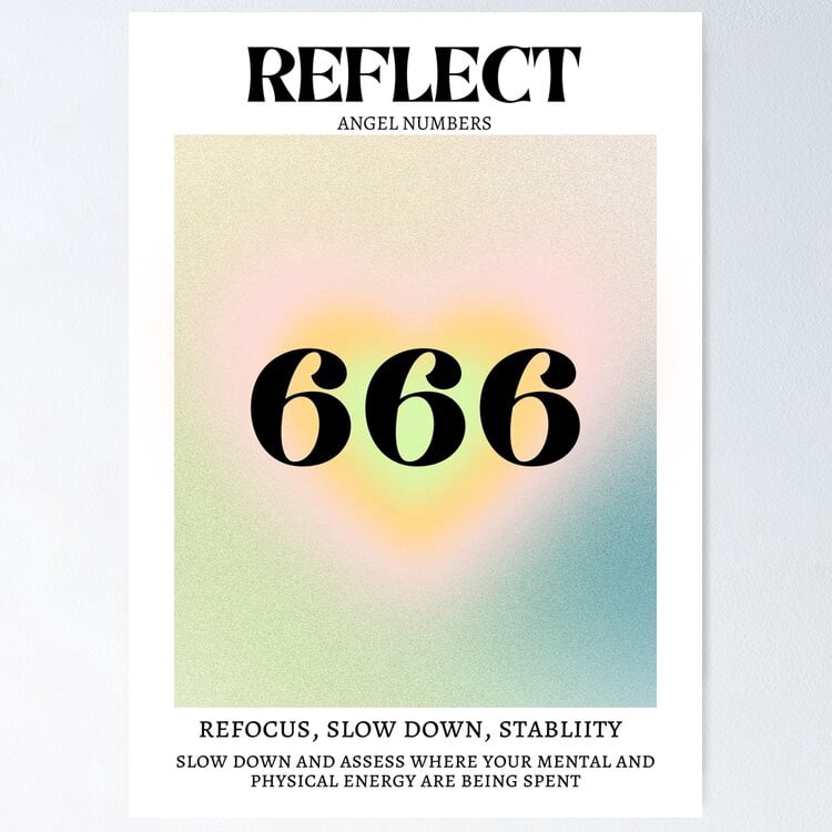Reflect - 666 Angel Number - Aura Gradient Design Poster- Unframed ...