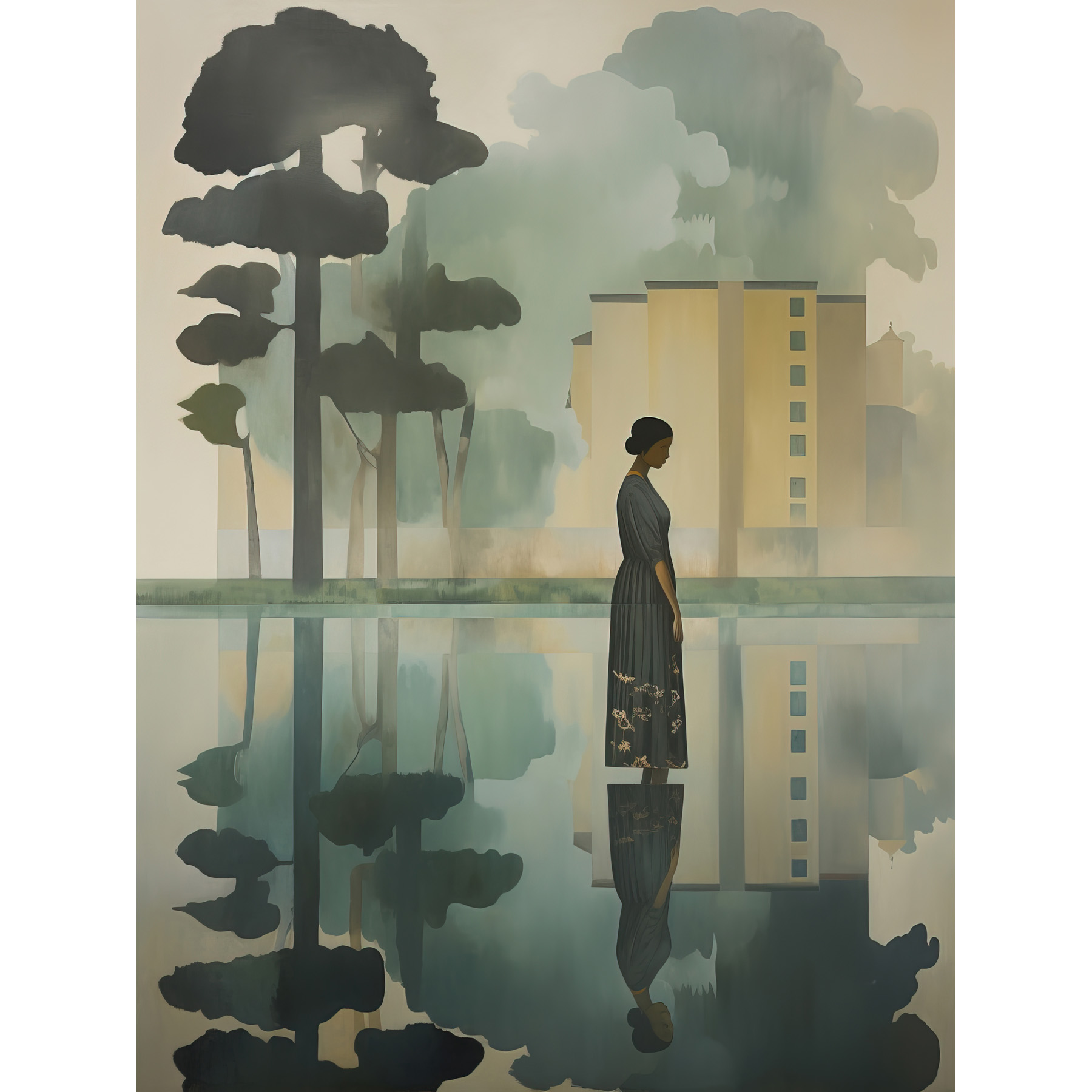 Reflecting and Reflection of Calm Artwork Modern Simple Calming Soft ...