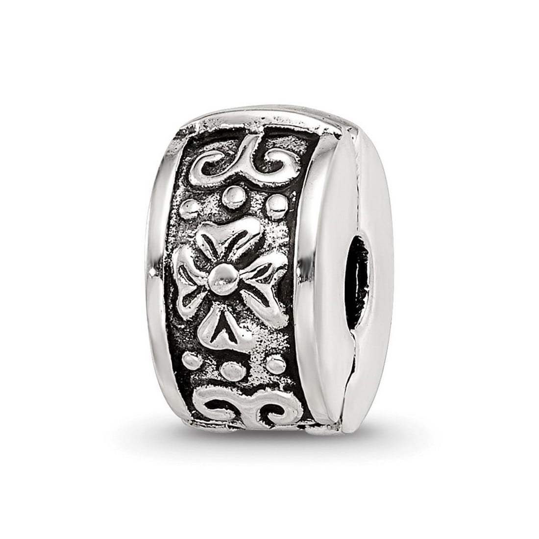Reflection Beads QRS109 5.45 mm Sterling Silver Hinged Floral Clip Bead ...
