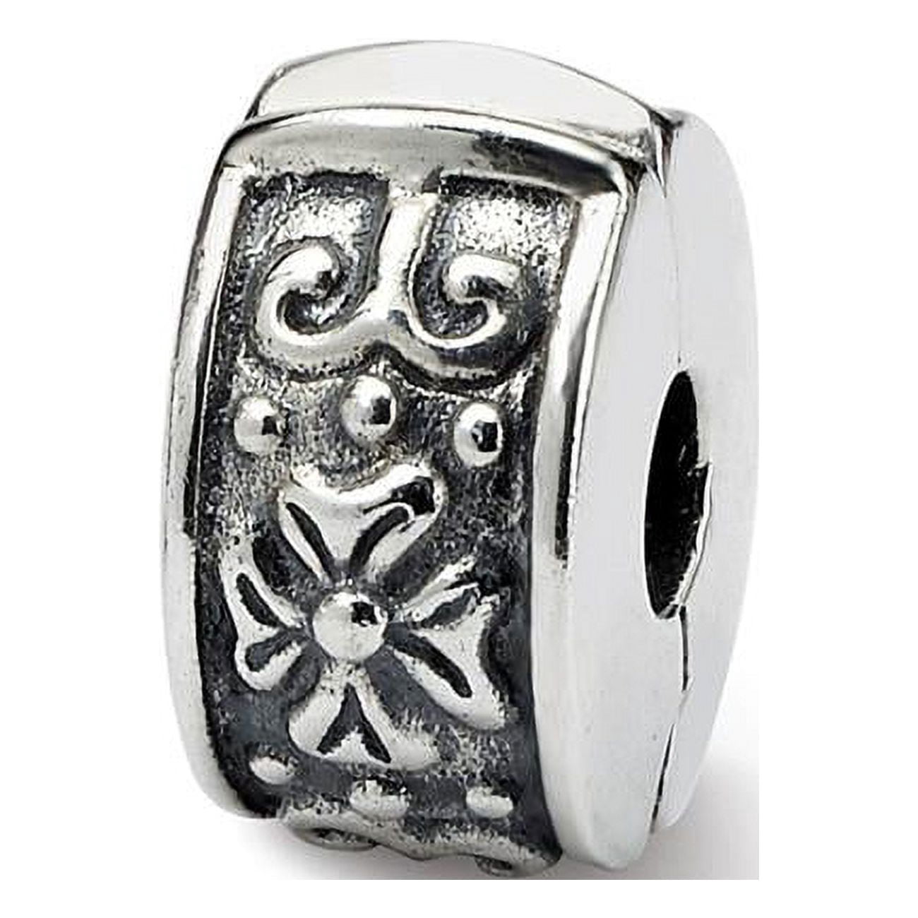 Reflection Beads QRS109 5.45 mm Sterling Silver Hinged Floral Clip Bead ...