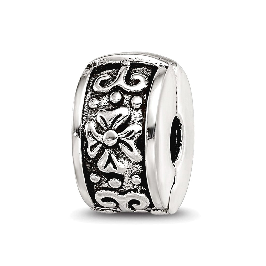 Reflection Beads QRS109 5.45 mm Sterling Silver Hinged Floral Clip Bead ...