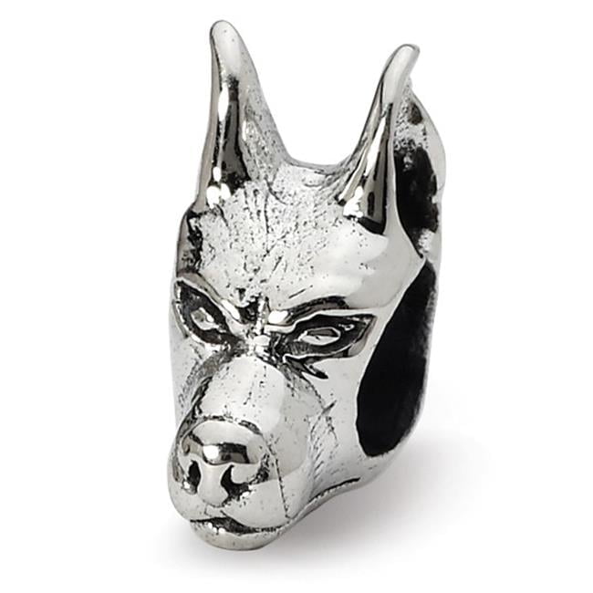 Reflection Beads QRS1274 Sterling Silver Doberman Pinscher Head Bead ...