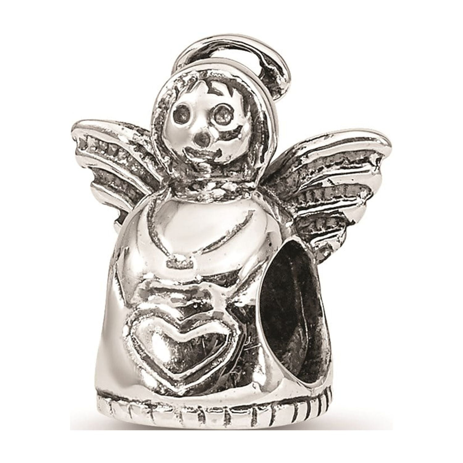 Reflection Beads Sterling Silver Antique Finish 3D Angel Holding Heart ...