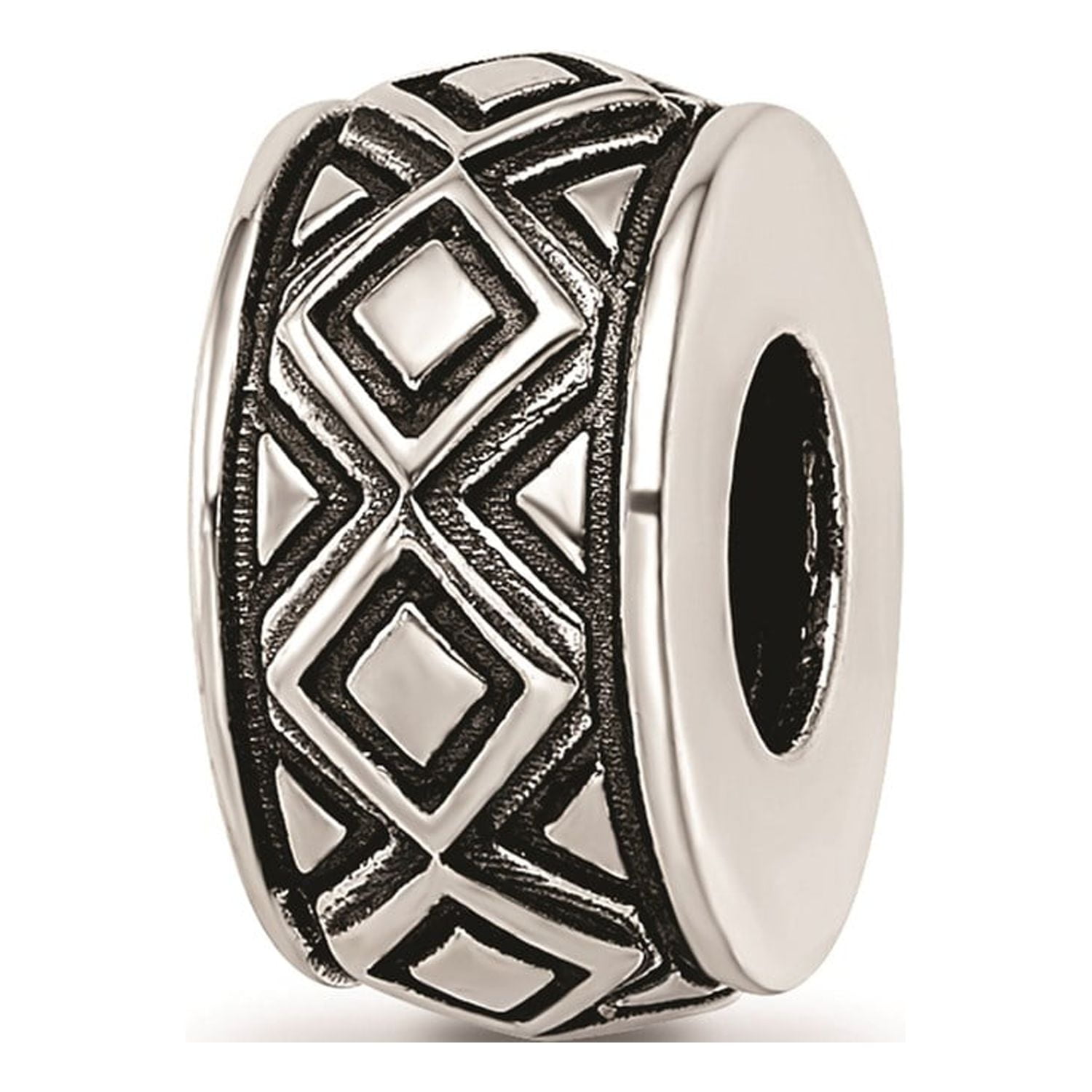 Reflection Beads Sterling Silver Antique Finish Diamond Pattern Inlay ...