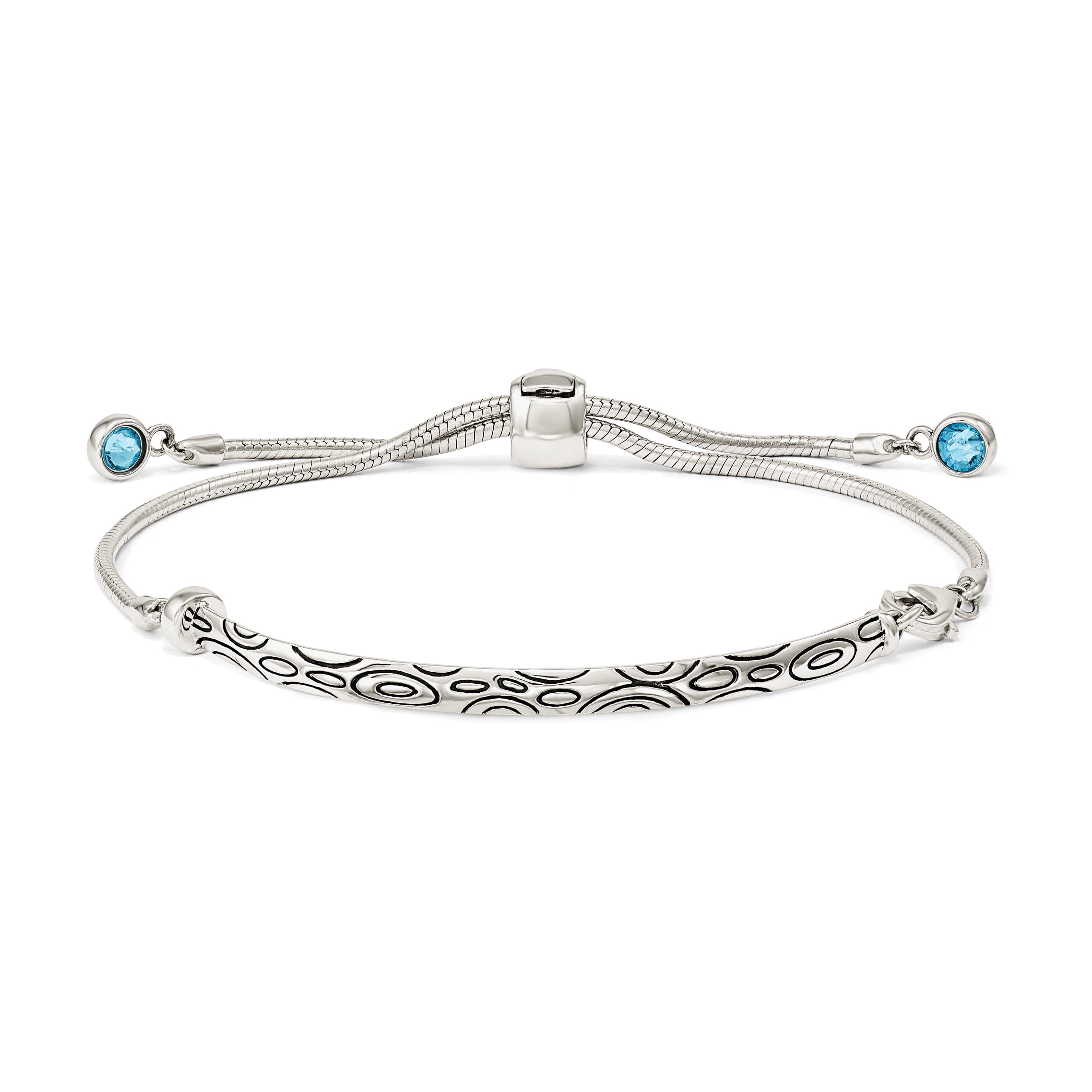 Reflection Beads Sterling Silver Antiqued Blue Crystal Round Bezel ...
