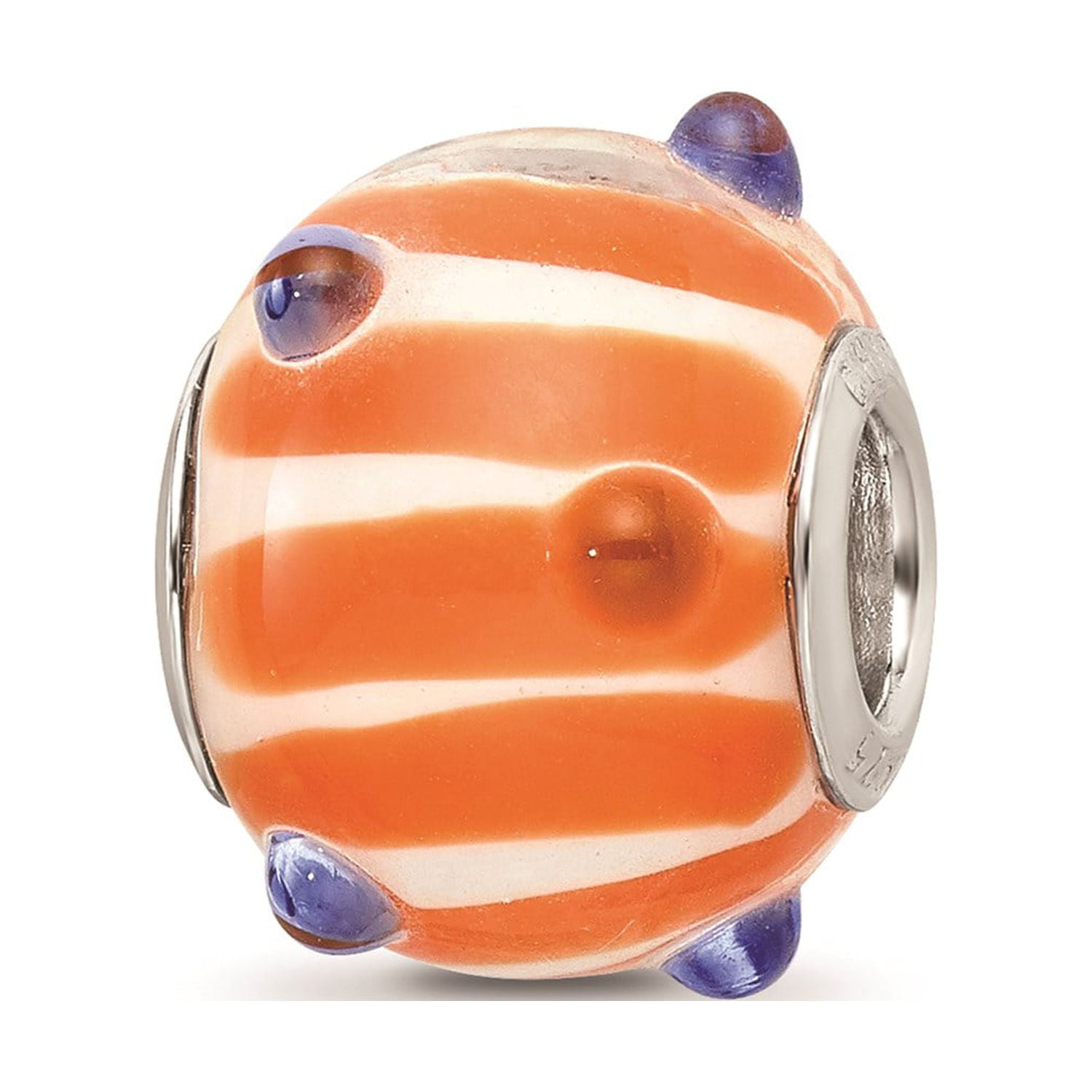 Reflection Beads Sterling Silver Blue Polka Dot Orange & White Glass ...
