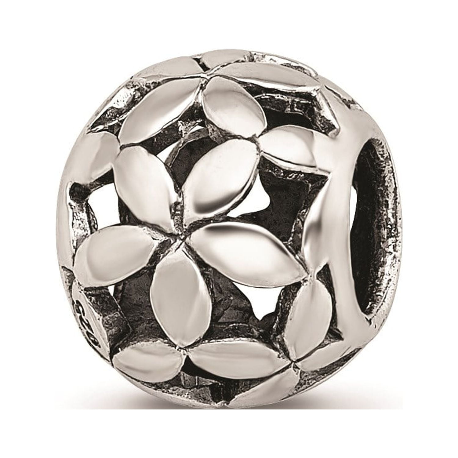 Reflection Beads Sterling Silver Floral Flower of Life Round Ball Charm ...
