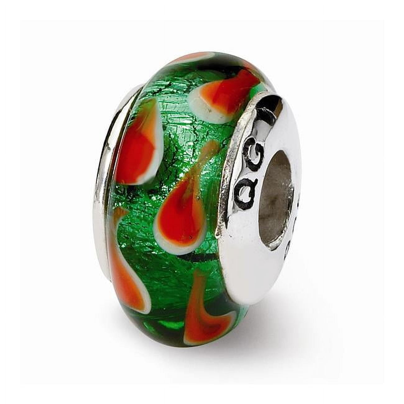 Reflection Beads Sterling Silver Green & Red Hand-Blown Glass Bead ...