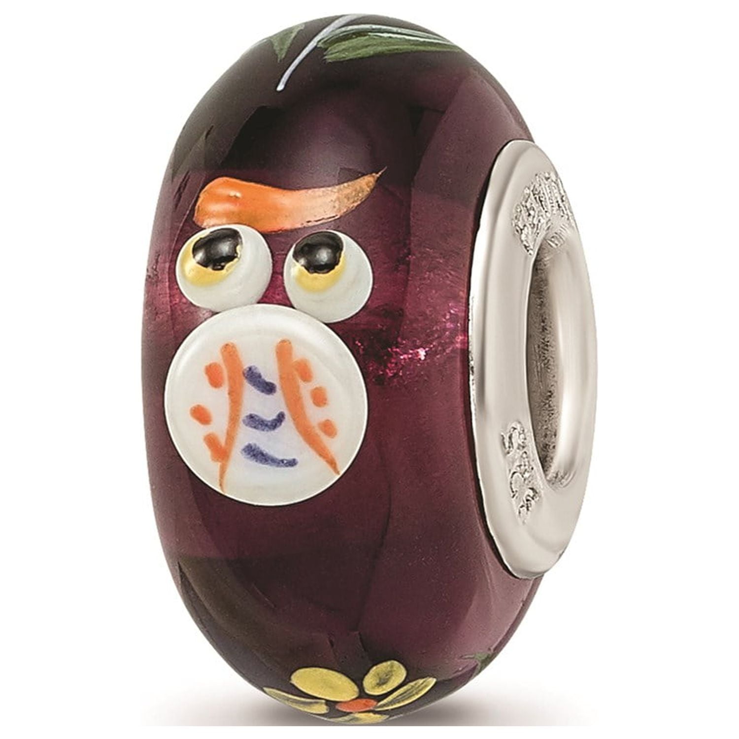 Reflection Beads Sterling Silver Hand Painted Whooo! Owl Fenton Glass ...