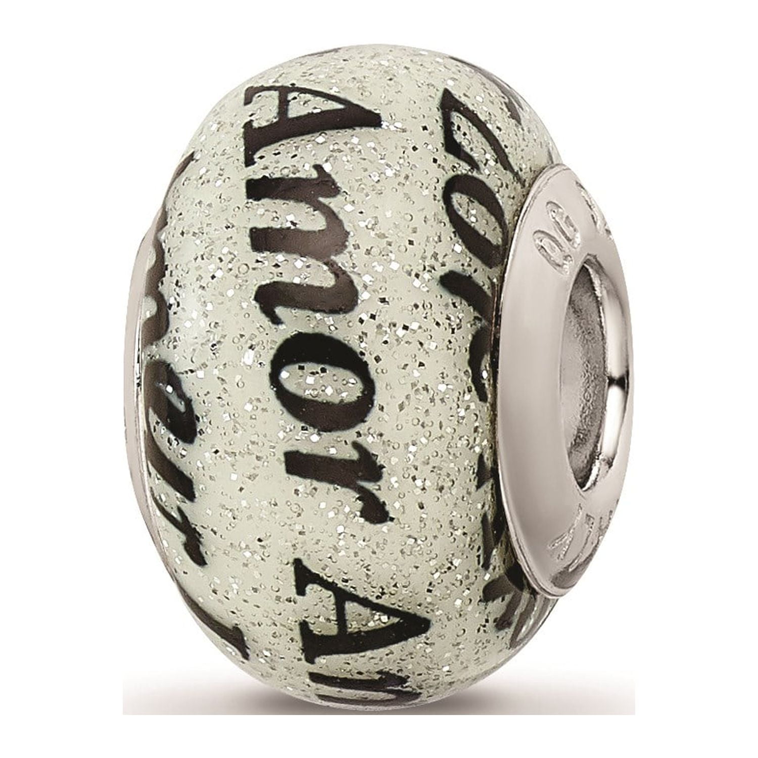 Reflection Beads Sterling Silver Love Amour Glitter Italian Murano ...