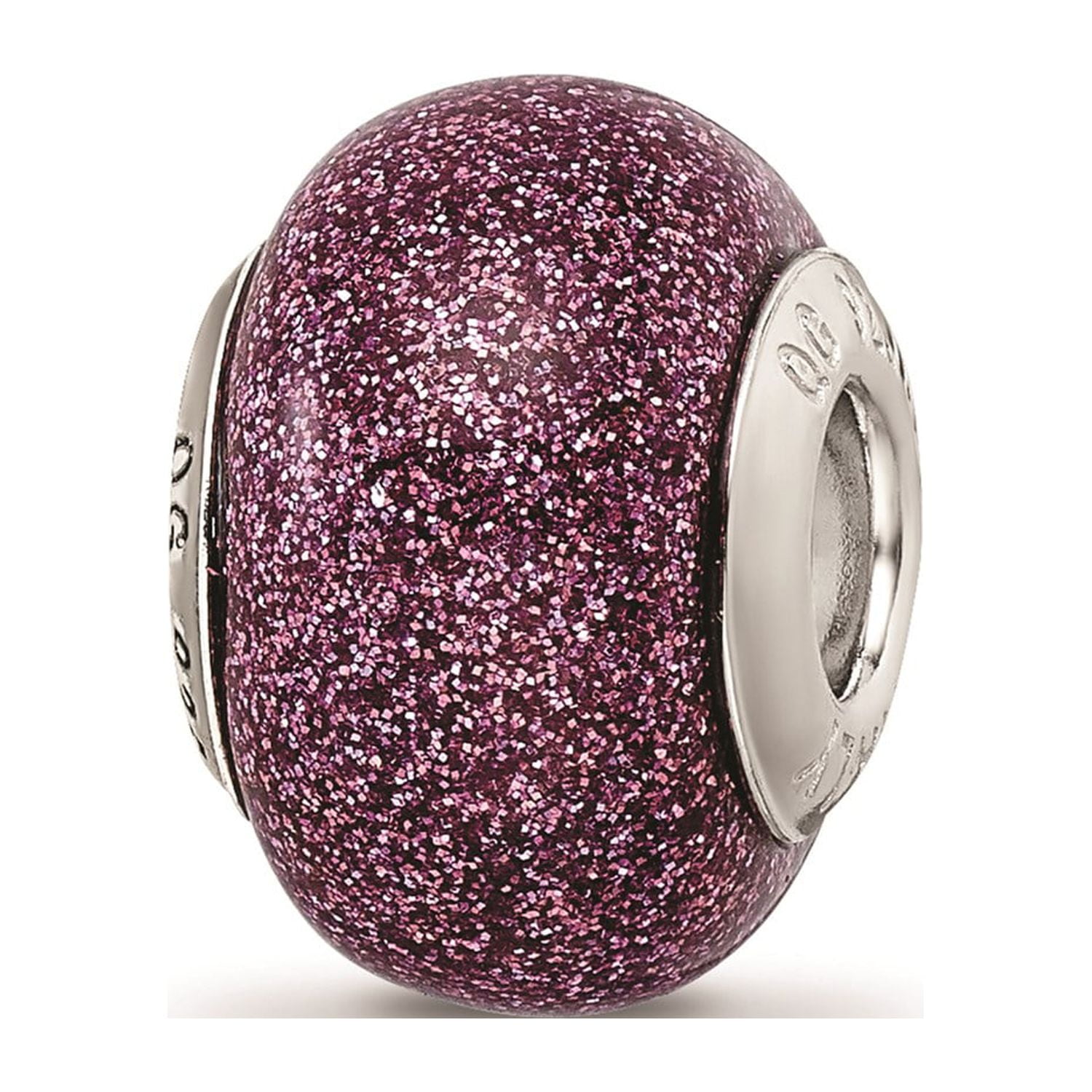 Reflection Beads Sterling Silver Pink Glitter Italian Murano Glass ...