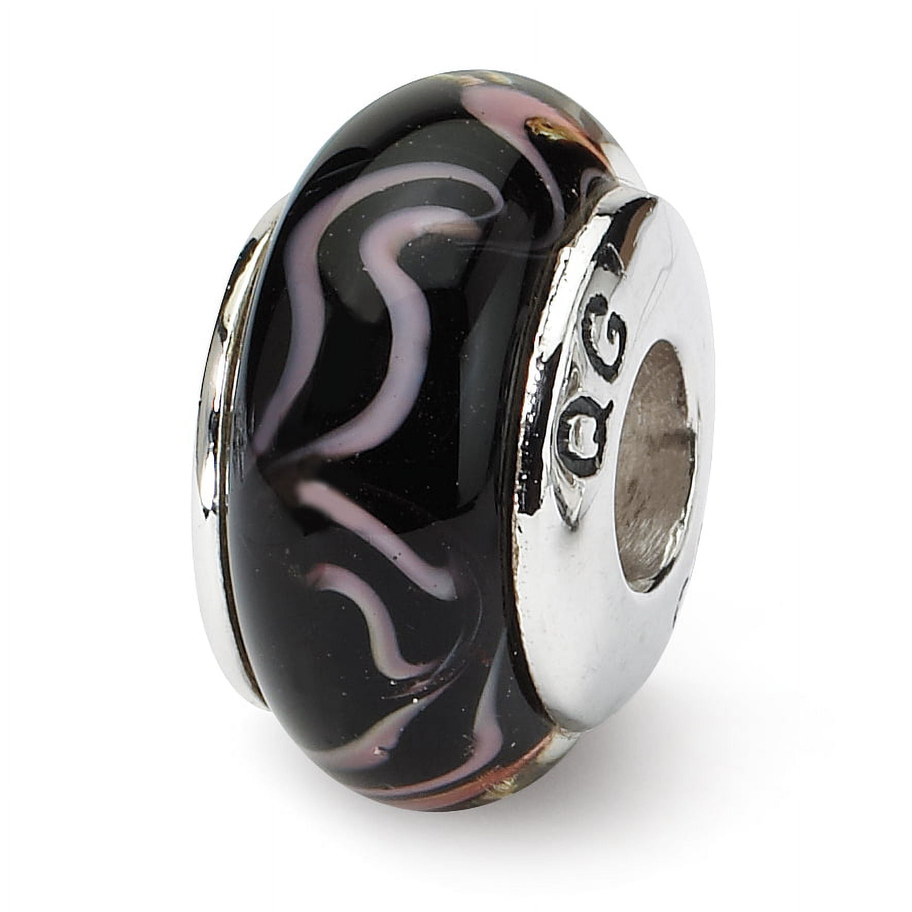 Reflection Beads Sterling Silver Reflections Black/Pink Hand-blown ...
