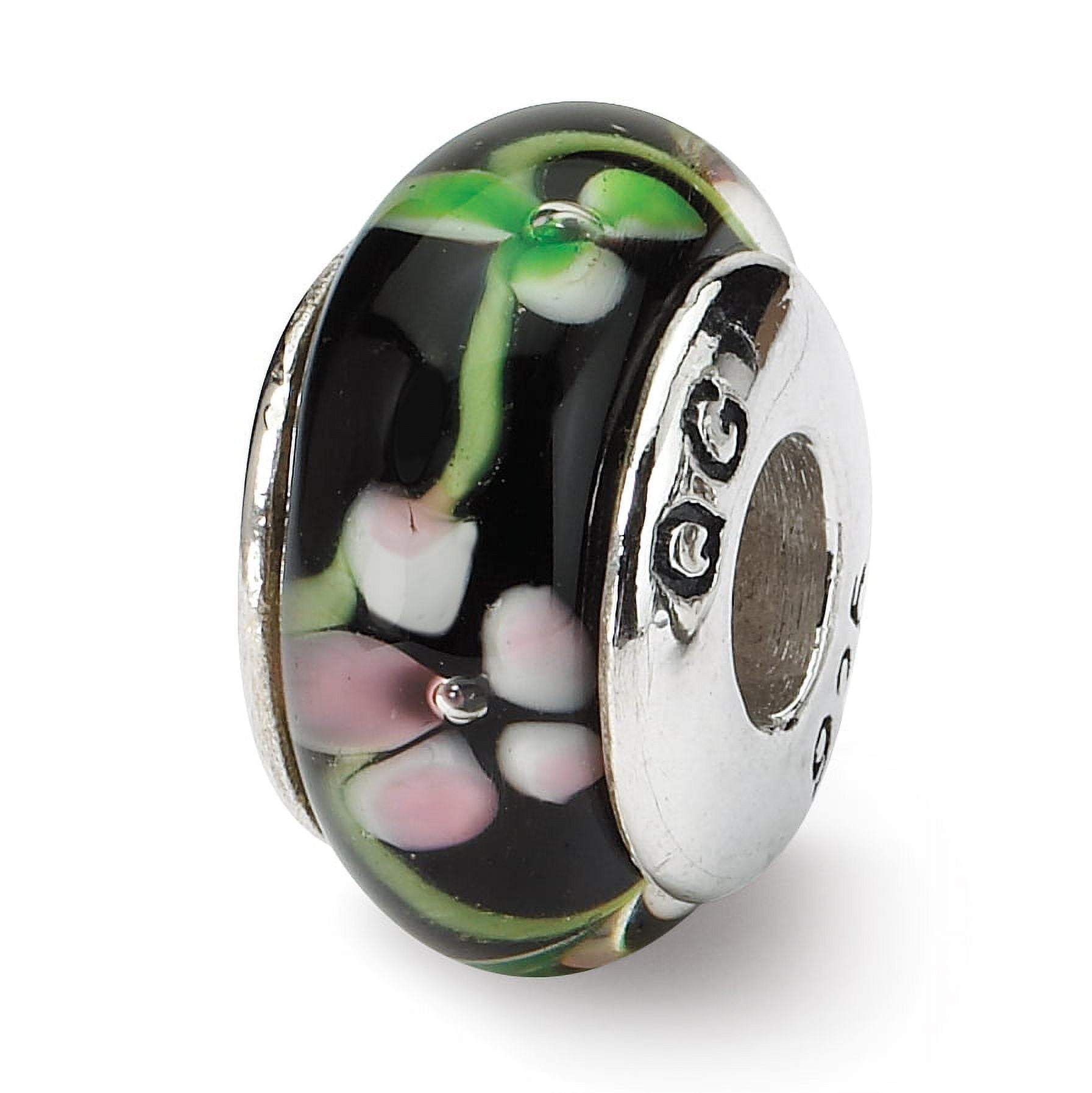 Reflection Beads Sterling Silver Reflections Black/Red Hand-blown Glass ...