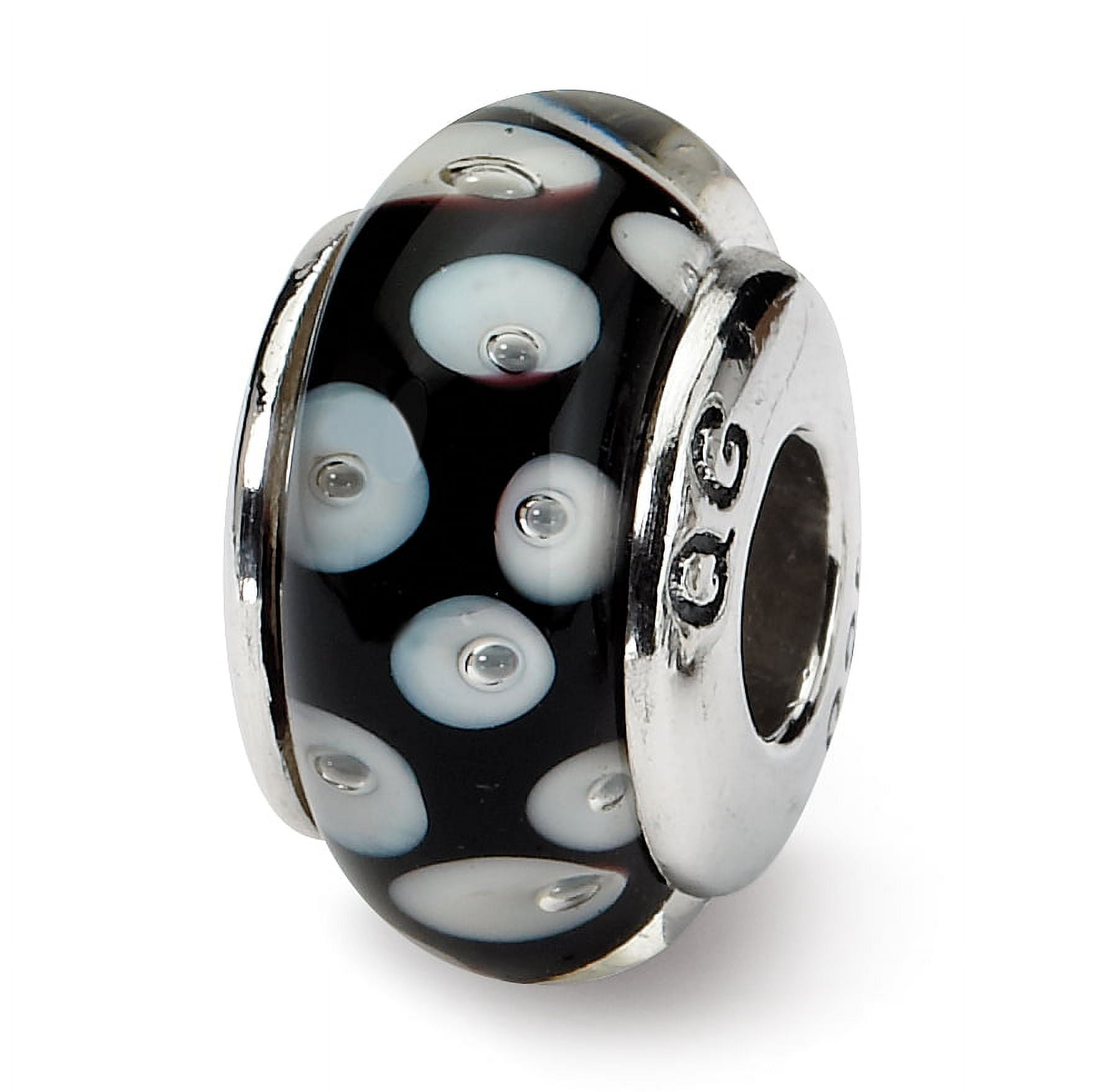 Reflection Beads Sterling Silver Reflections Black/White Hand-blown ...
