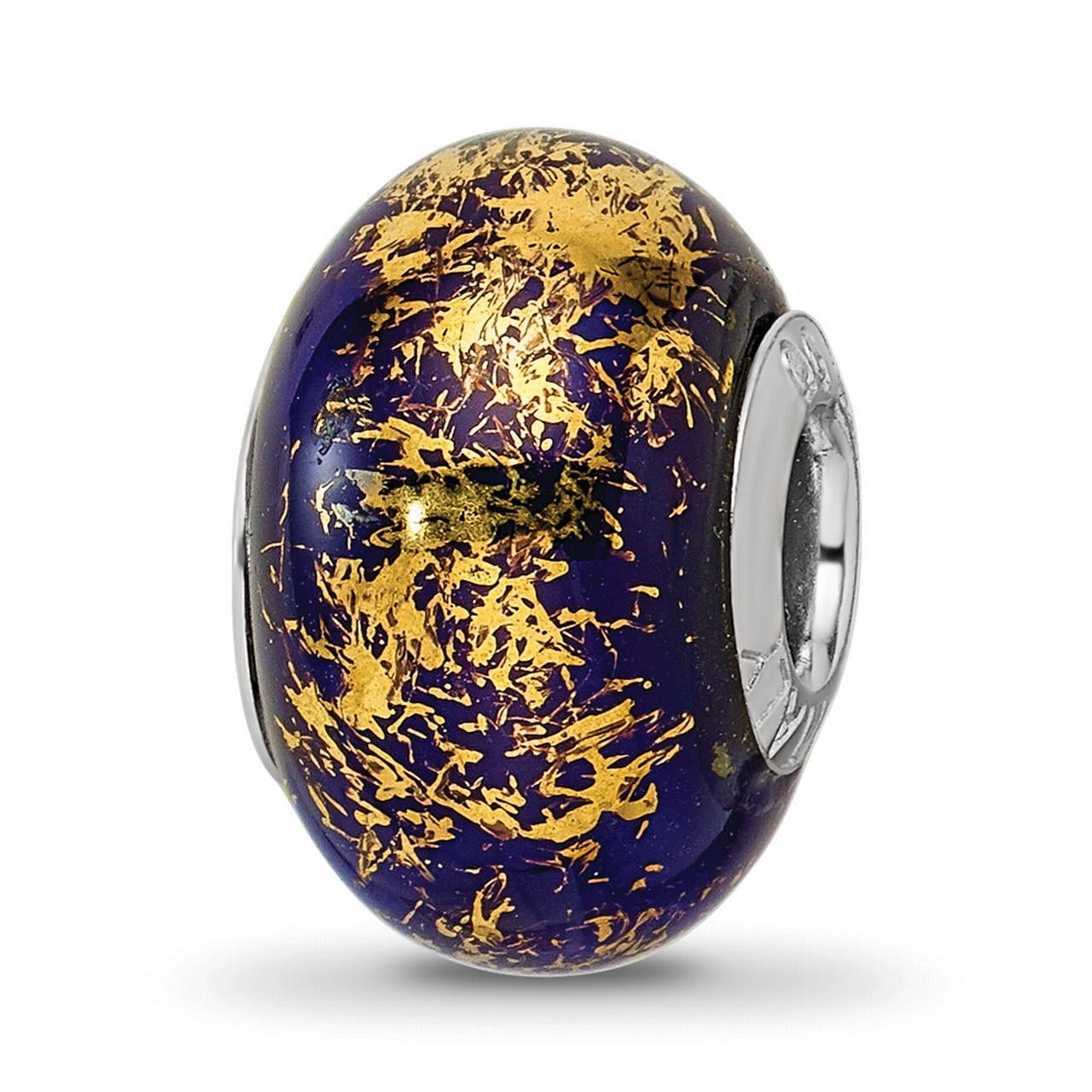 Reflection Beads Sterling Silver Reflections Dark Blue w/Gold Foil ...