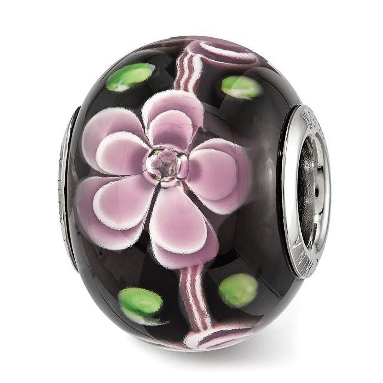 Reflection Beads Sterling Silver Reflections Pink & Green Floral Black ...