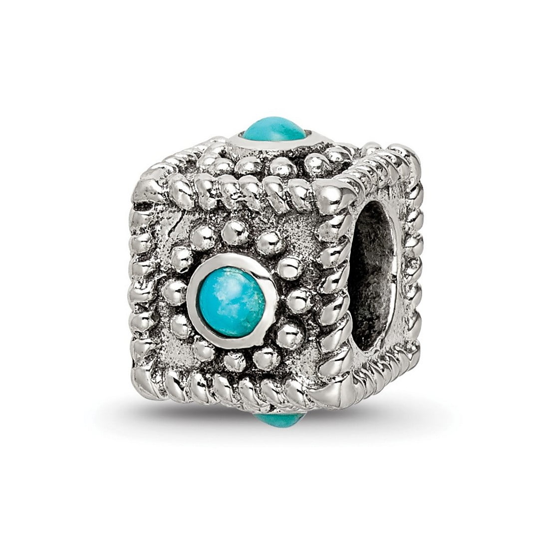 925 Sterling Silver Artisan Oxidized Reflections Square Simulated ...