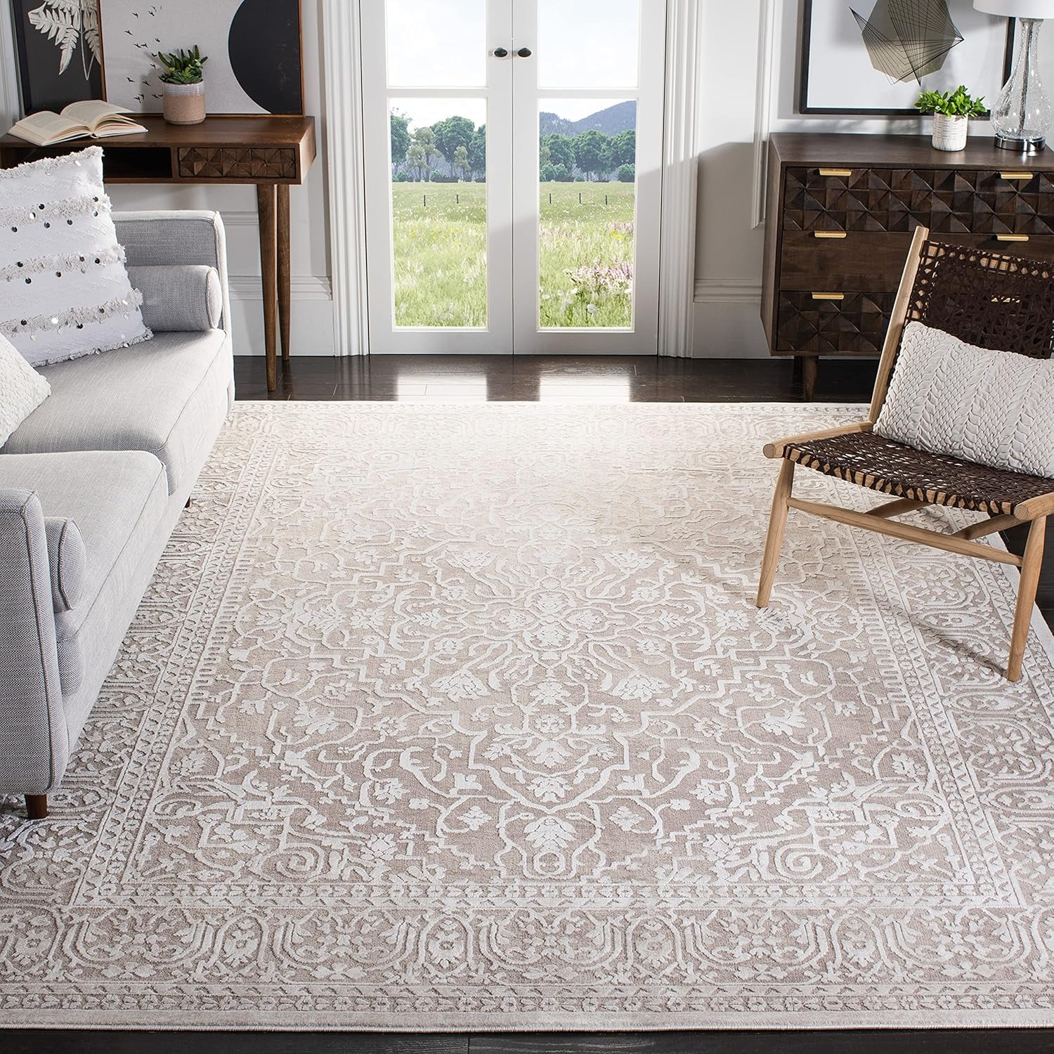 Reflection Collection Area Rug - 8' x 10', Beige & Cream, Vintage ...