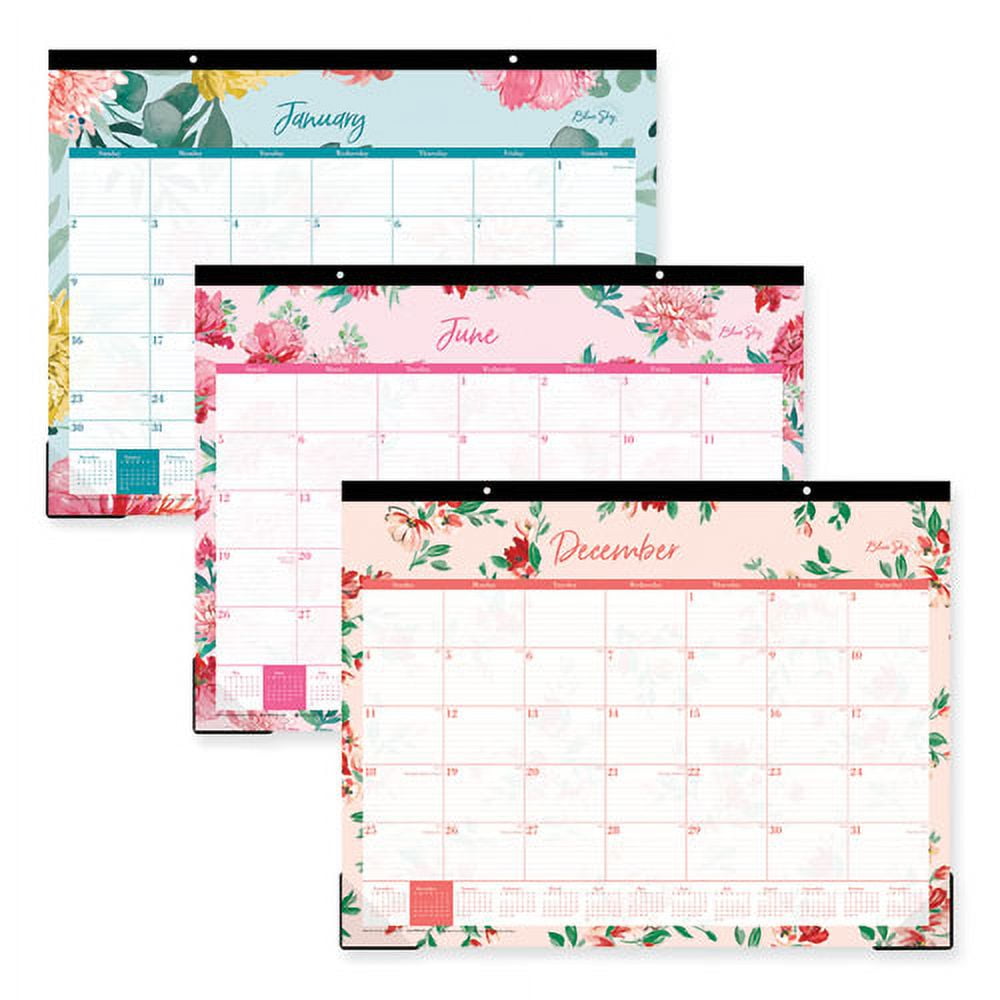 Reflections Desk Pad Calendar, Floral Artwork, 22 x 17, Assorted Sheet ...