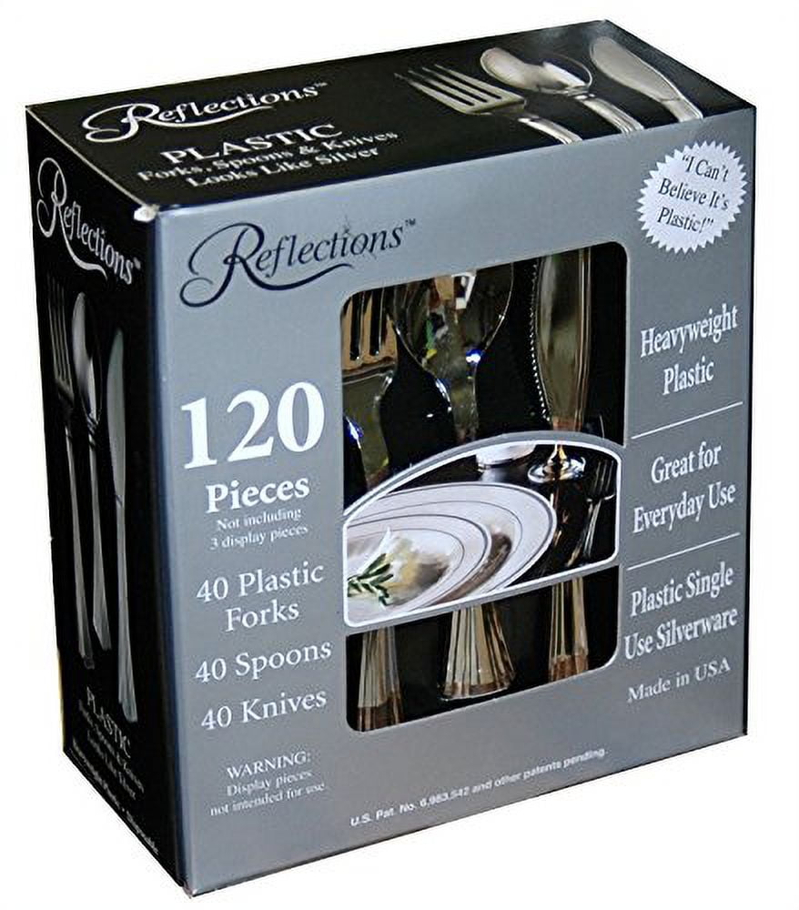 Reflections "Looks Like Silver" Plastic Silverware 120-Piece Set: 40 ...