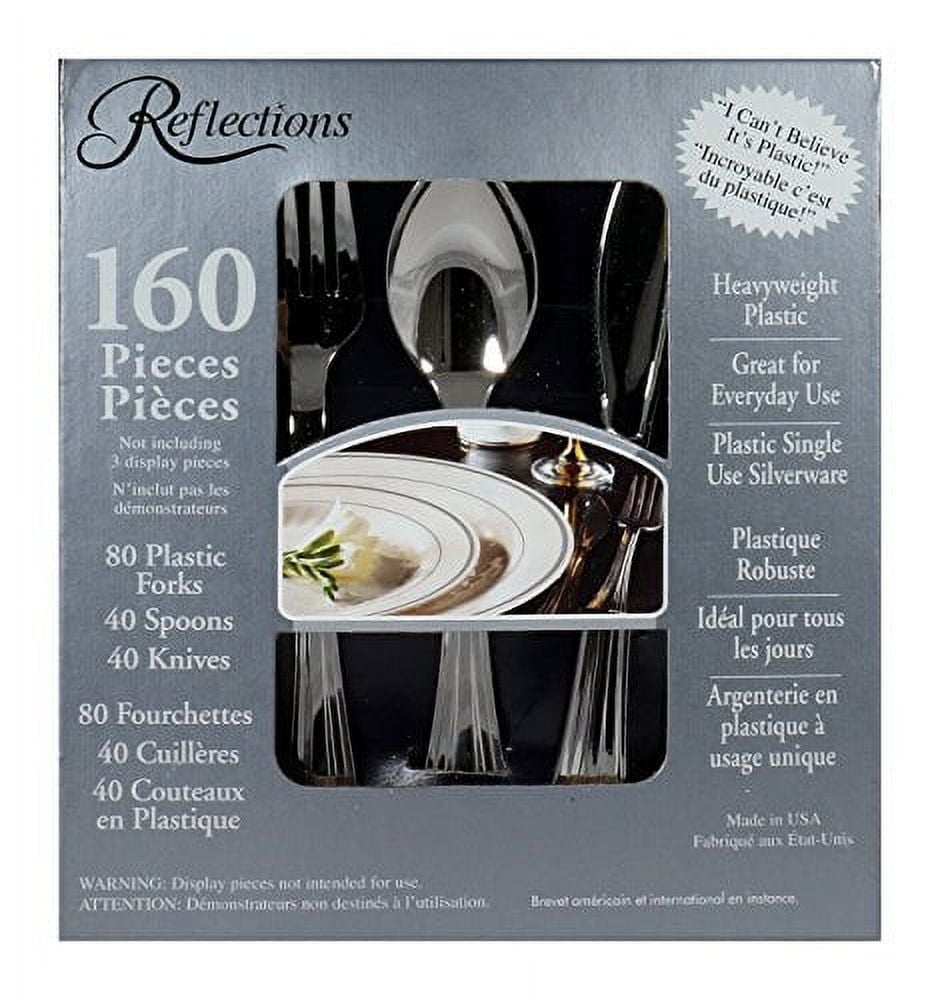 Reflections 160-Piece Everyday Reusable Plastic Silverware Set ...