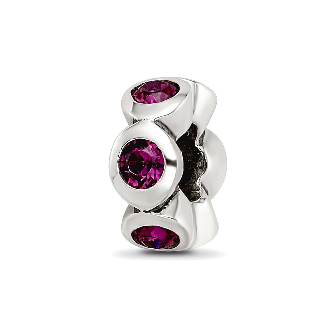 925 Sterling Silver Polished Reflections Feb Crystal Bead Charm 10.91x4 ...