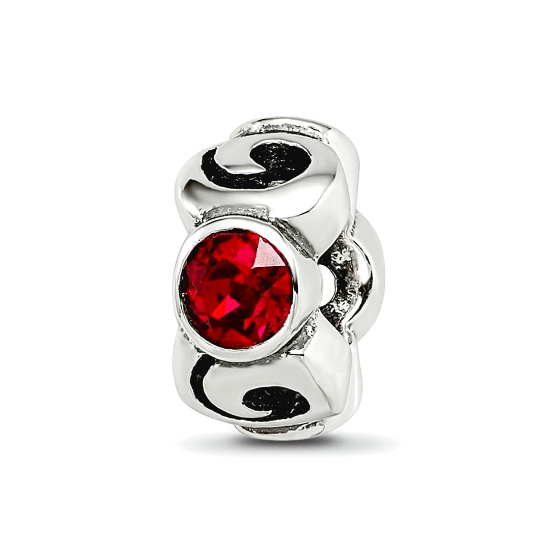 925 Sterling Silver Polished Oxidized Reflections January Crystal Bead ...