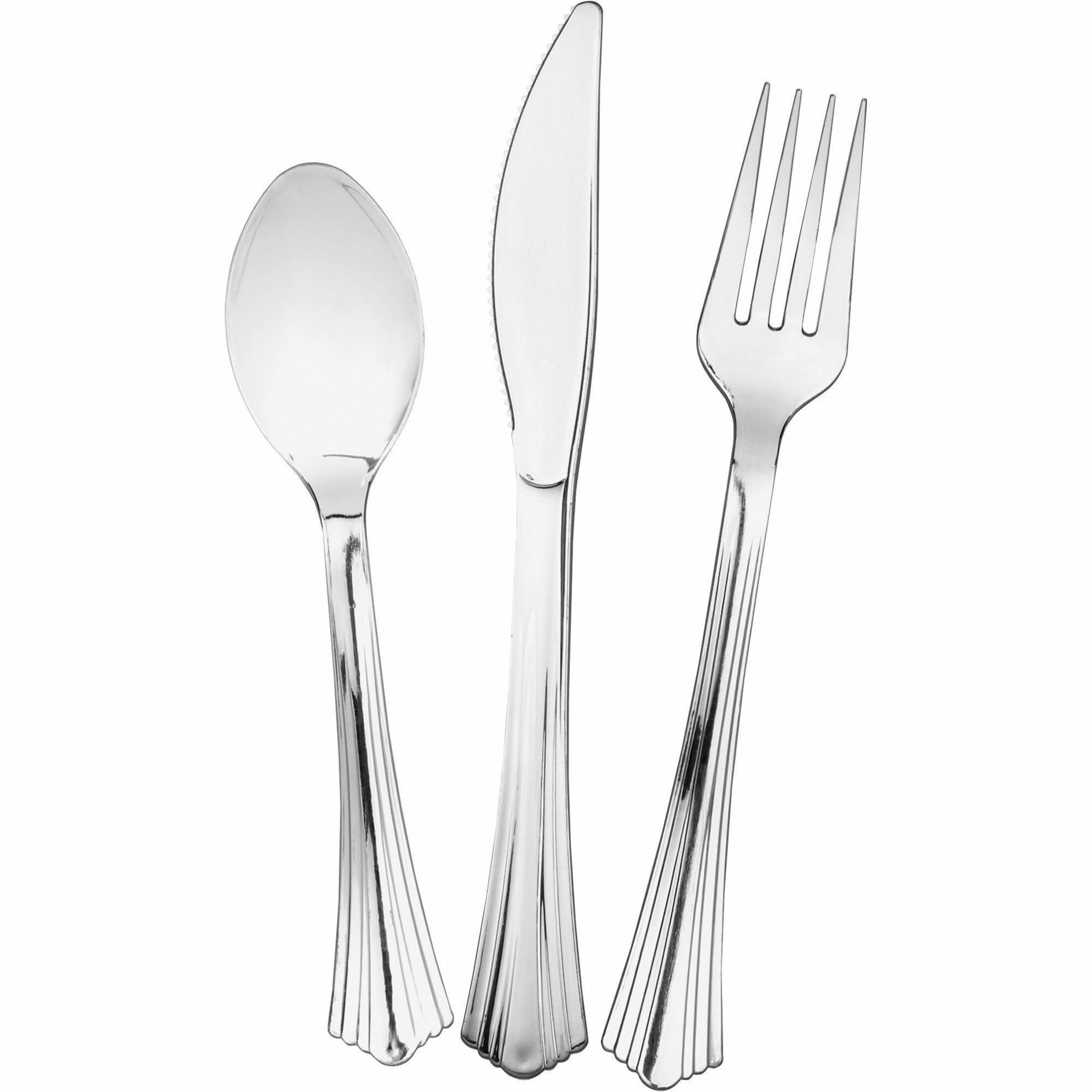 Comet® Reflections™ Heavyweight Plastic Cutlery, Silver, Set Of 75 ...