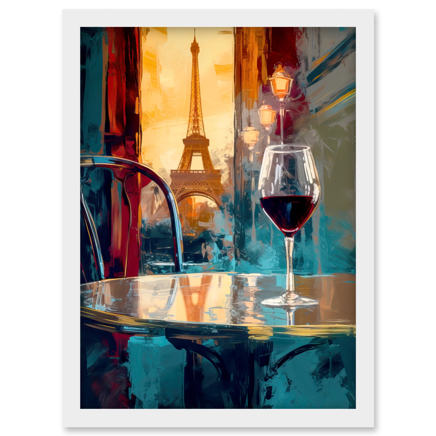 Reflections of Paris Eiffel Tower Oil Painting Restaurant Street Table ...