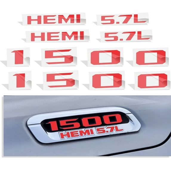 Reflective 2019-2022 1500 HEMI 5.7L Hood Emblem Overlay Decal Stickers ...