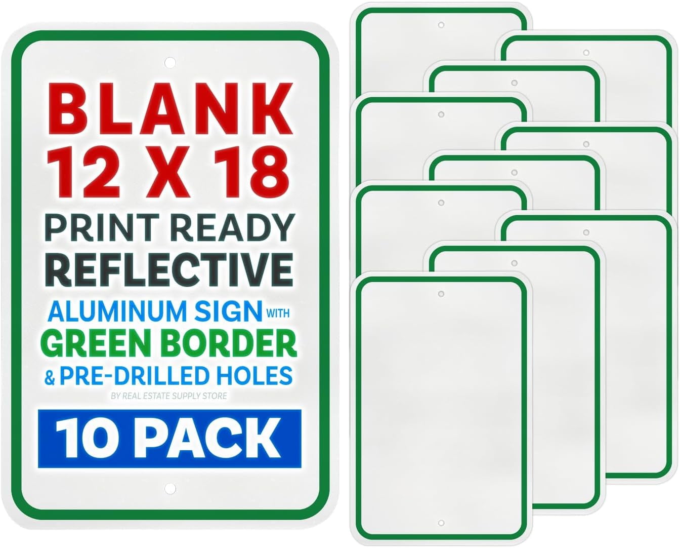 Reflective Aluminum Metal Sign with Green Border, 12 x 18, Rust Free ...