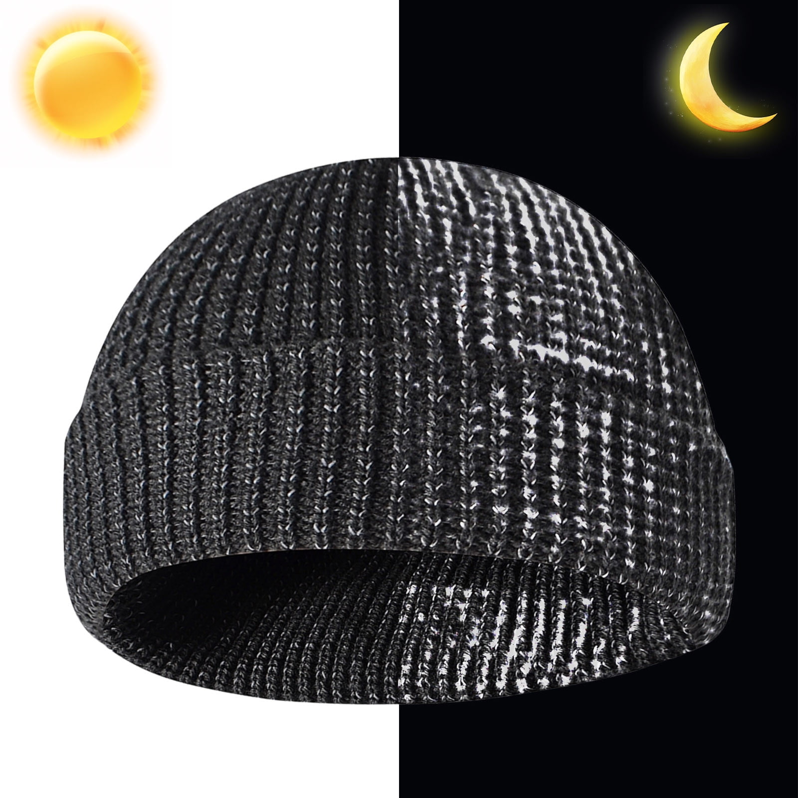 Reflective Beanie Hat, Unisex Knitted, Warm Visible, for Night Running ...