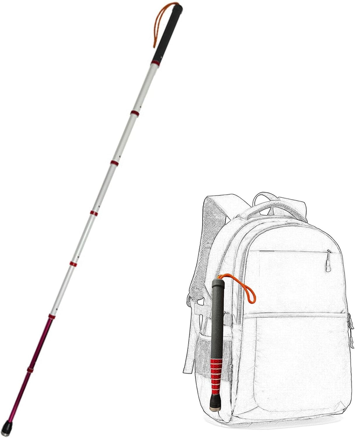 Reflective Blind Cane - Titanium Alloy Folding Climber Cane That, for ...