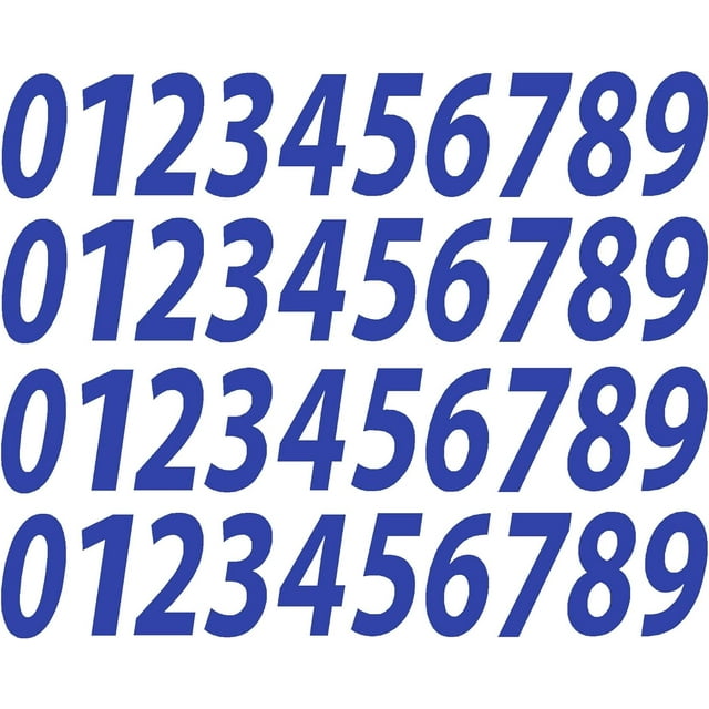 Reflective Blue Vinyl Numbers Stickers (4 Of Each Number, 40 Total ...