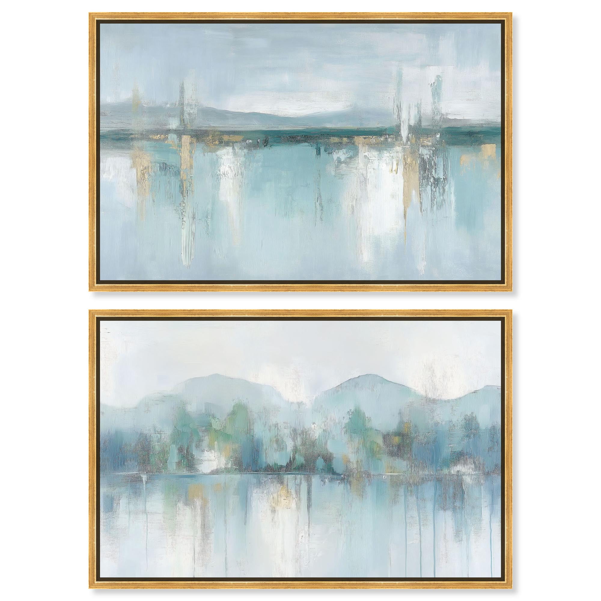 Reflective Calm Set Canvas Set of 2 Green and Blue Art by Art Remedy ...