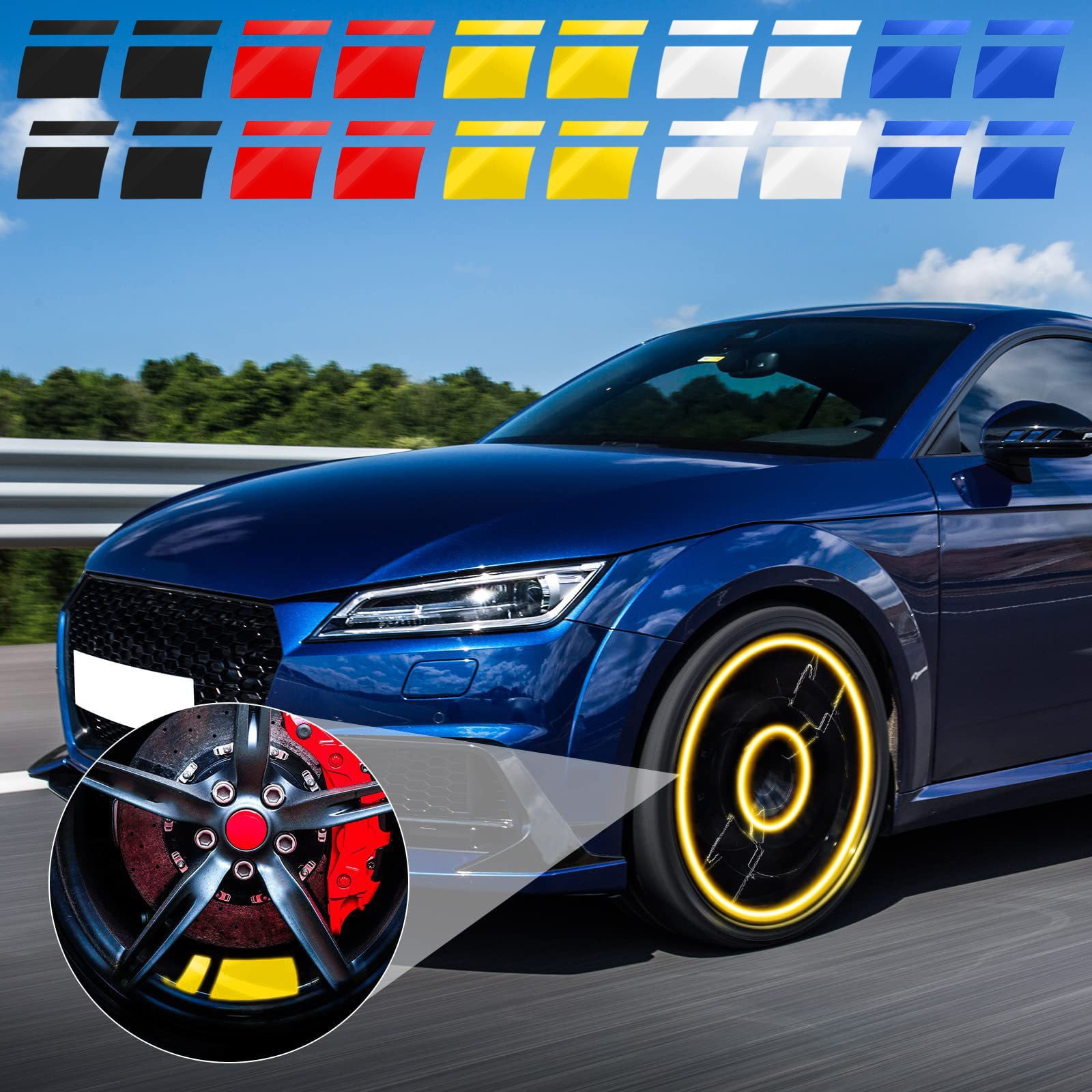 Reflective Car Sticker Set | Wheel Hub & Rearview Mirror Decals ...