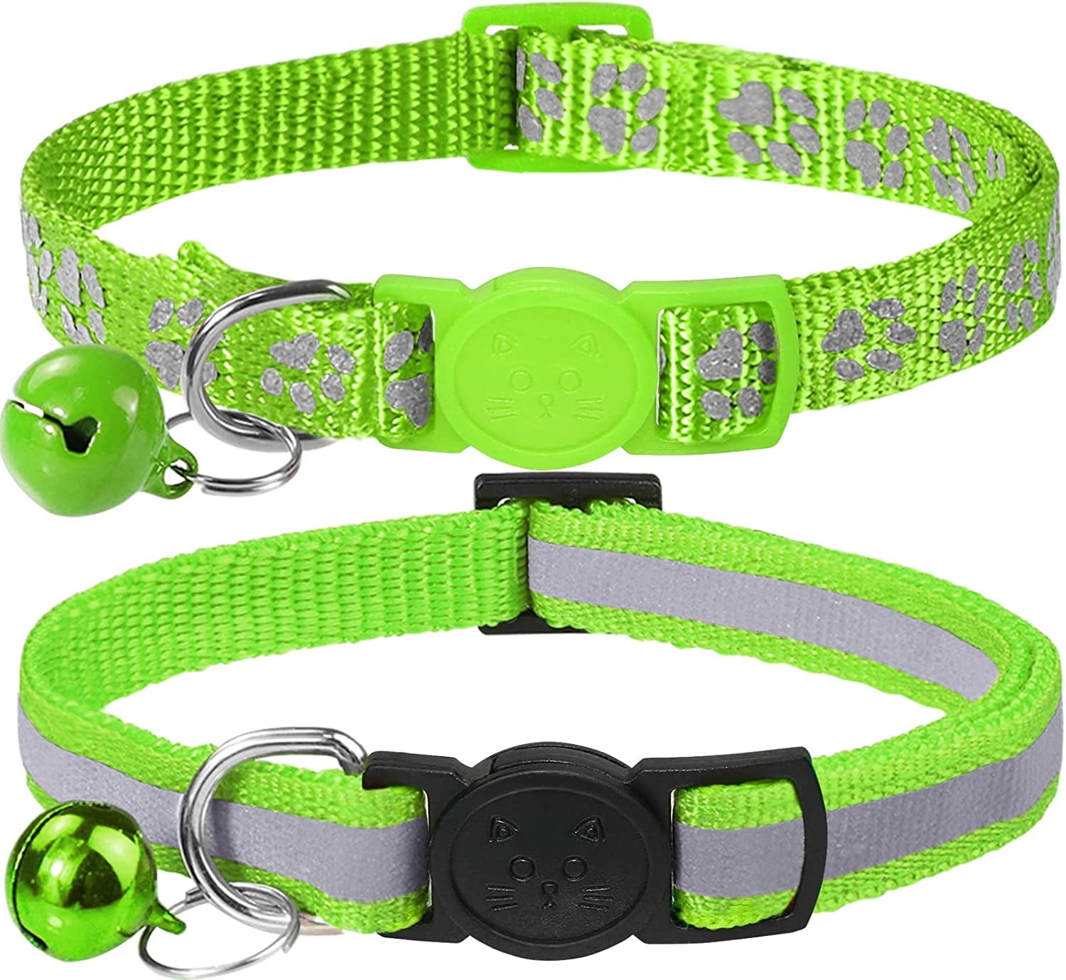 Reflective Cat Collars Breakaway with Bell, 2 Pack Girl Boy Pet Kitten ...