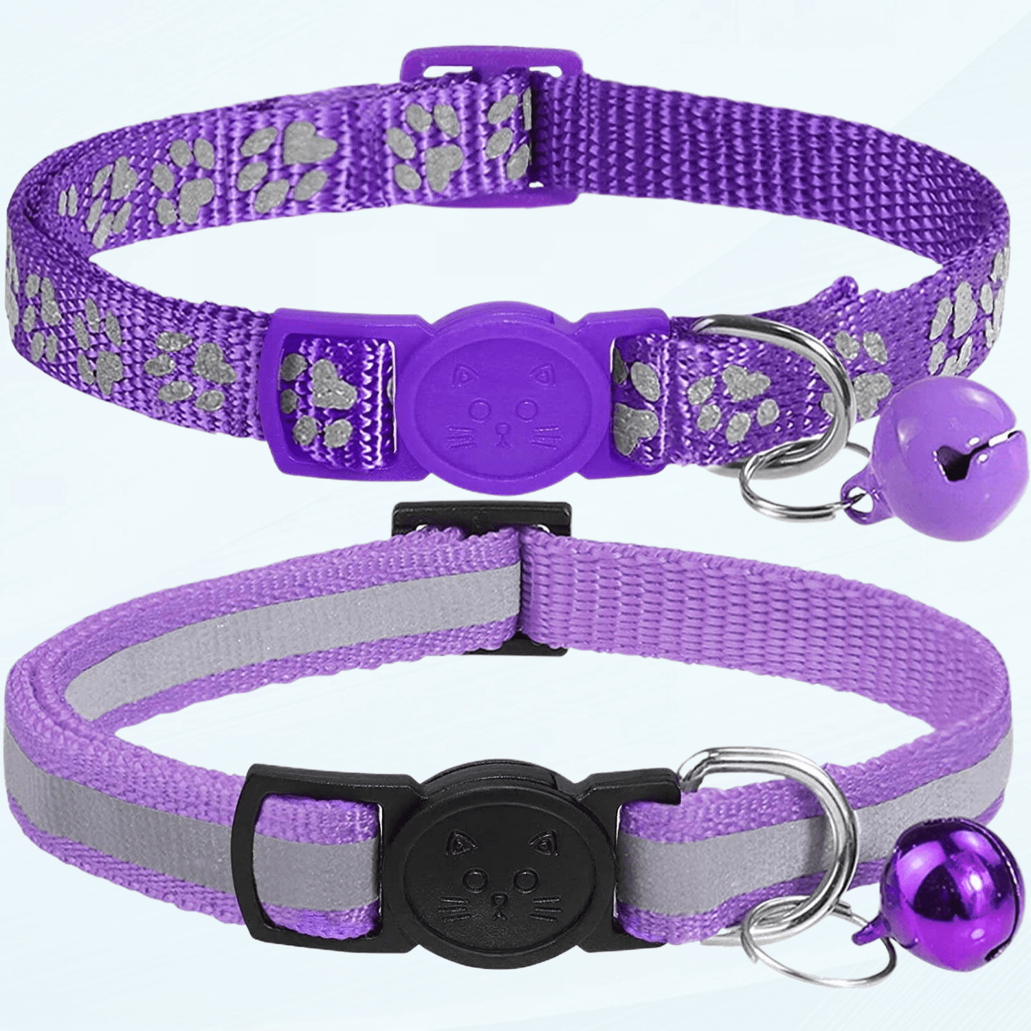 Reflective Cat Collars Breakaway with Bell, 2 Pack Girl Boy Pet Kitten ...