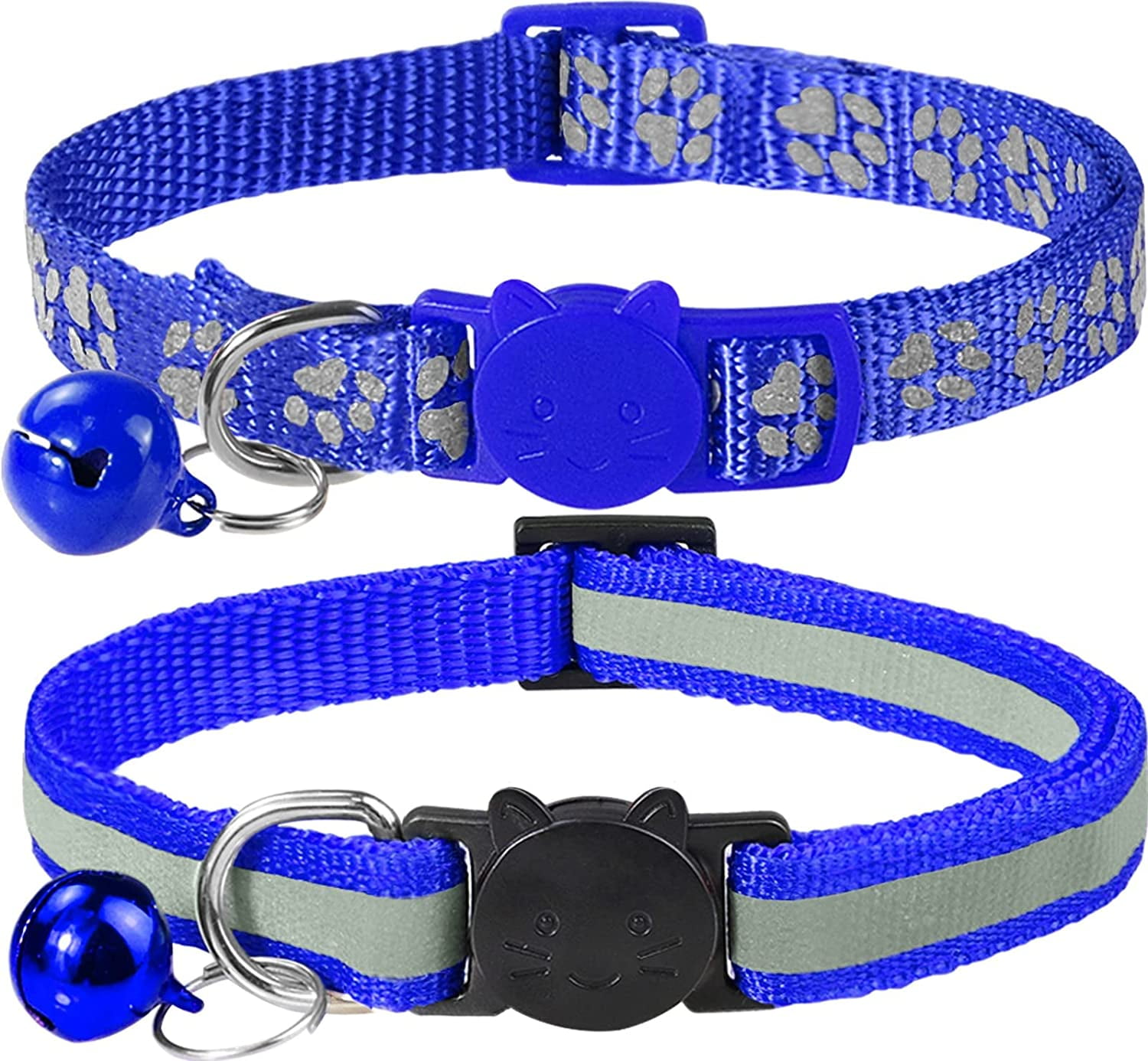 Reflective Cat Collars Breakaway with Bell, 2-Pack Girl Boy Pet Kitten ...