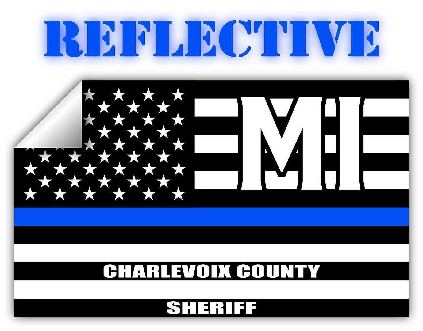 Reflective Charlevoix County Michigan MI Thin Blue Line Stealthy Old ...