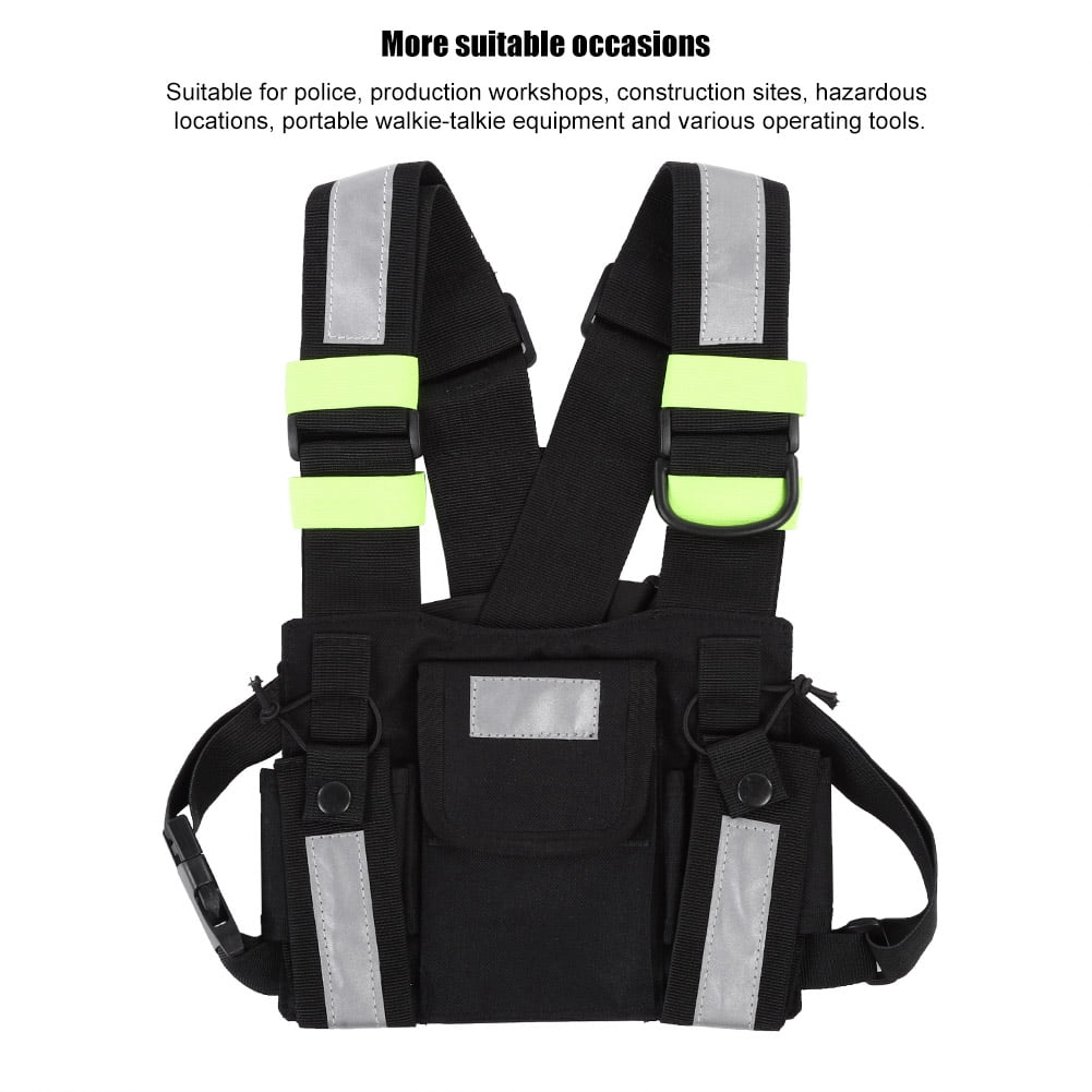 Reflective Chest Harness Pack For Two,Way Radios, Adjustable Strap ...