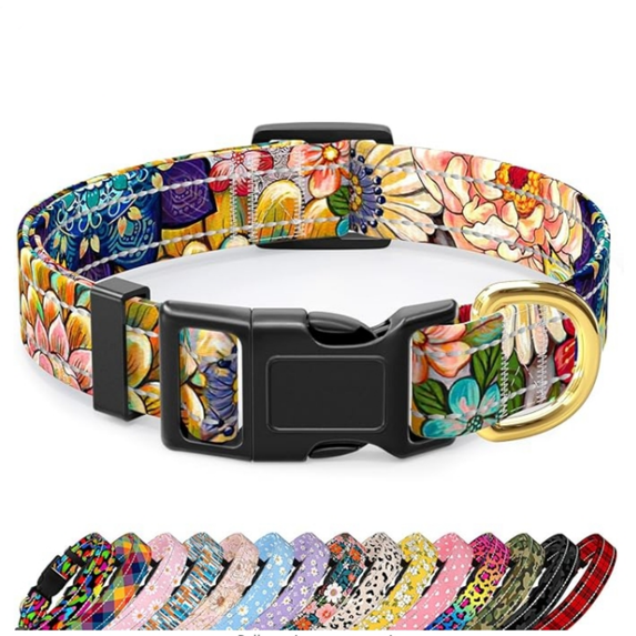 Reflective Dog Collar for Medium Dogs, Cute Boho Adjustable Heavy-Duty ...