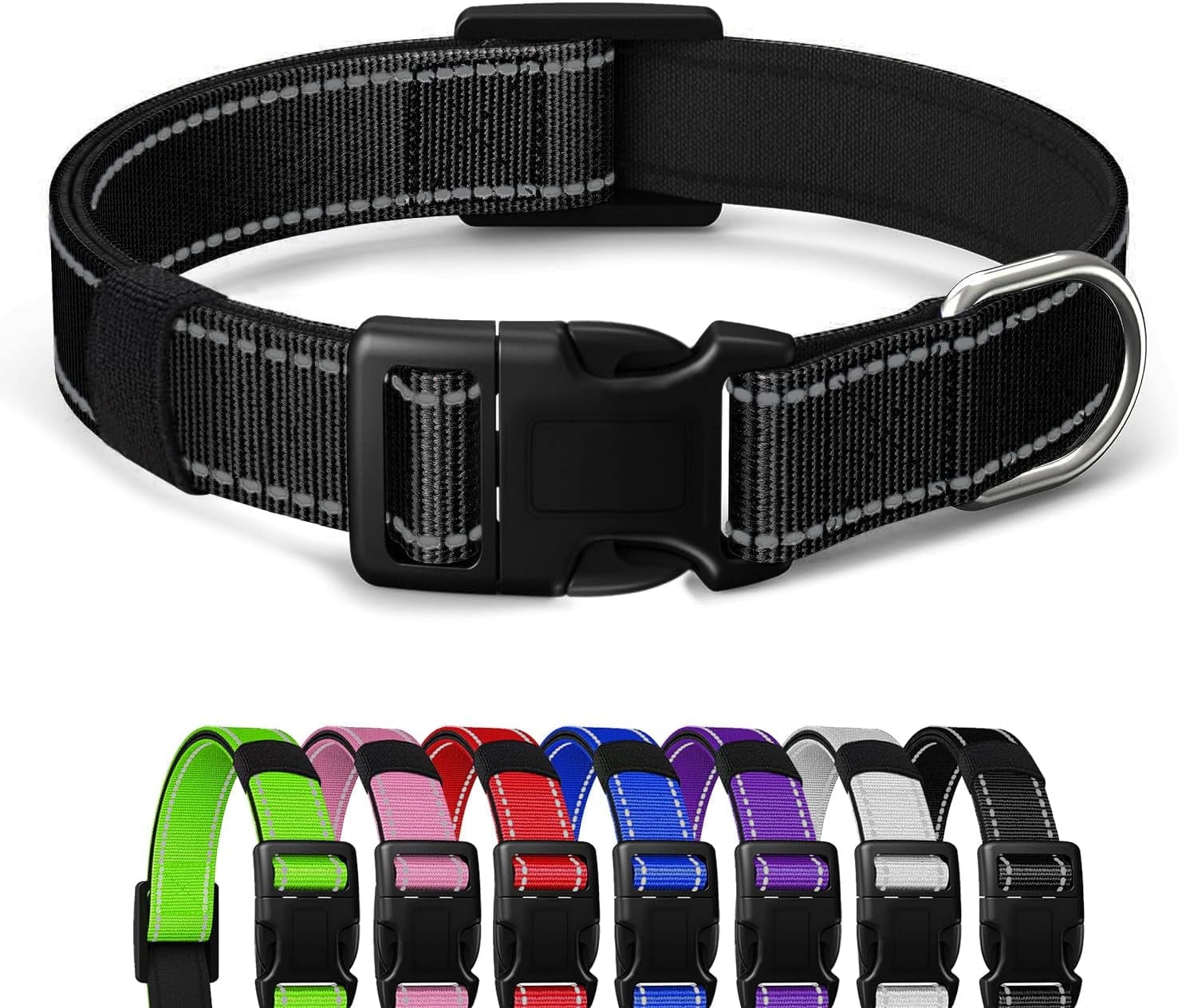 Reflective Dog Collar Padded with Soft Neoprene Breathable Quick ...