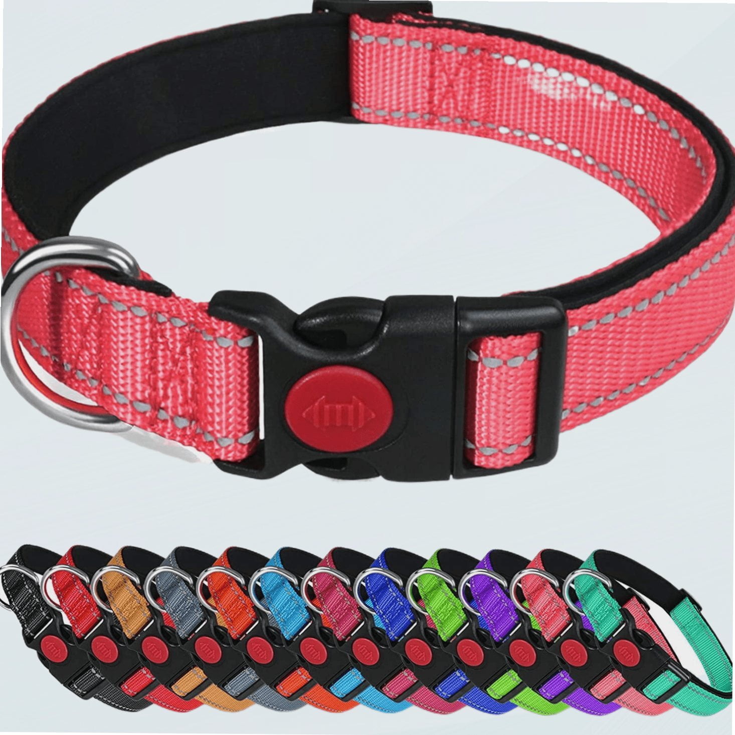 Reflective Dog Collar with Safety Locking Buckle, Adjustable Nylon Pet ...