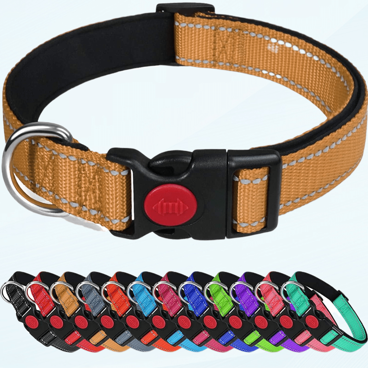 Reflective Dog Collar with Safety Locking Buckle, Adjustable Nylon Pet ...