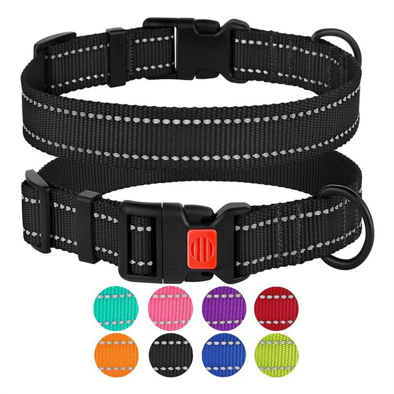 Reflective Dog Collar with Safety Locking Buckle, Adjustable Nylon Pet ...